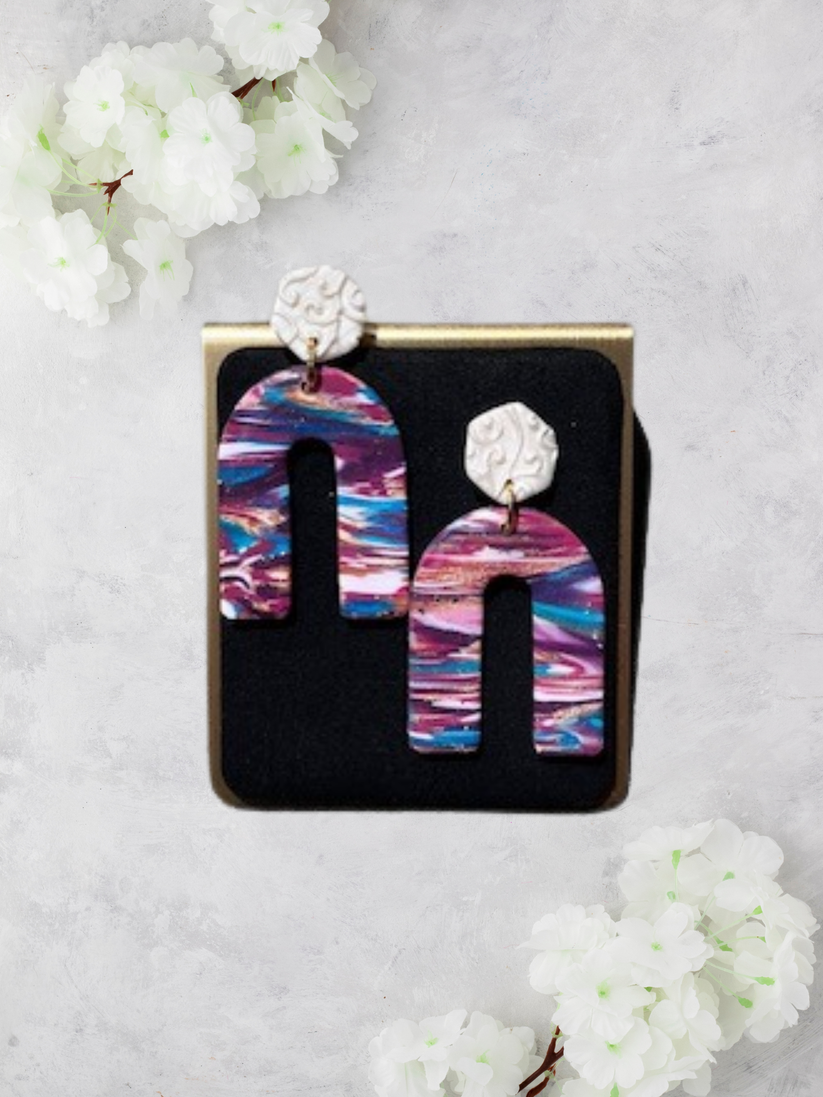 Bold Winter Marble Dangles – M & R Fearless Designs