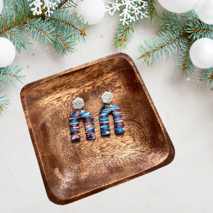 Bold Winter Marble Dangles – M & R Fearless Designs
